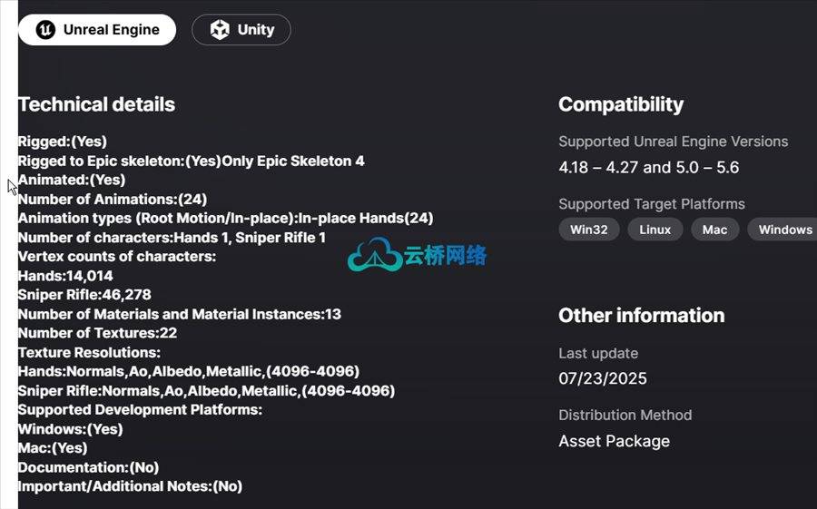 UE资源 FPS Sniper Rifle 03 (Animations) FPS狙击步枪03_云桥网CG资源站